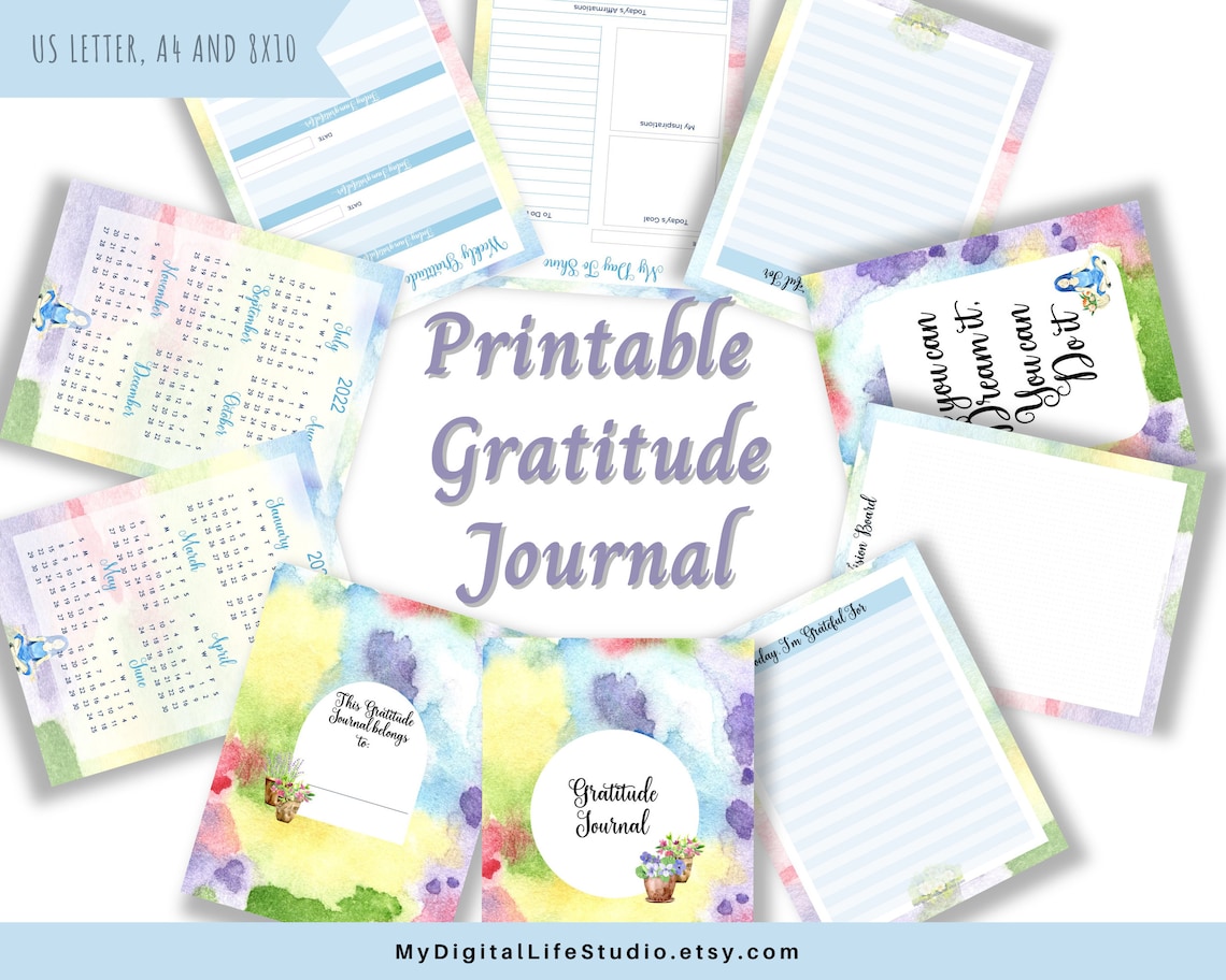 Printable Gratitude Journal | Weekly | Daily | Watercolor | Zen ...