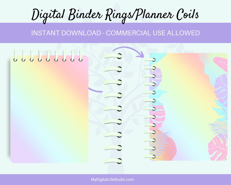 Pastel Colored Binder Rings Digital Planner Wire Coils for Digital ...
