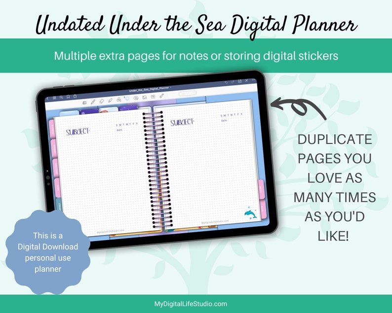 Digital Planner Under the Sea Planner. Undated. Nautical. Digital ...