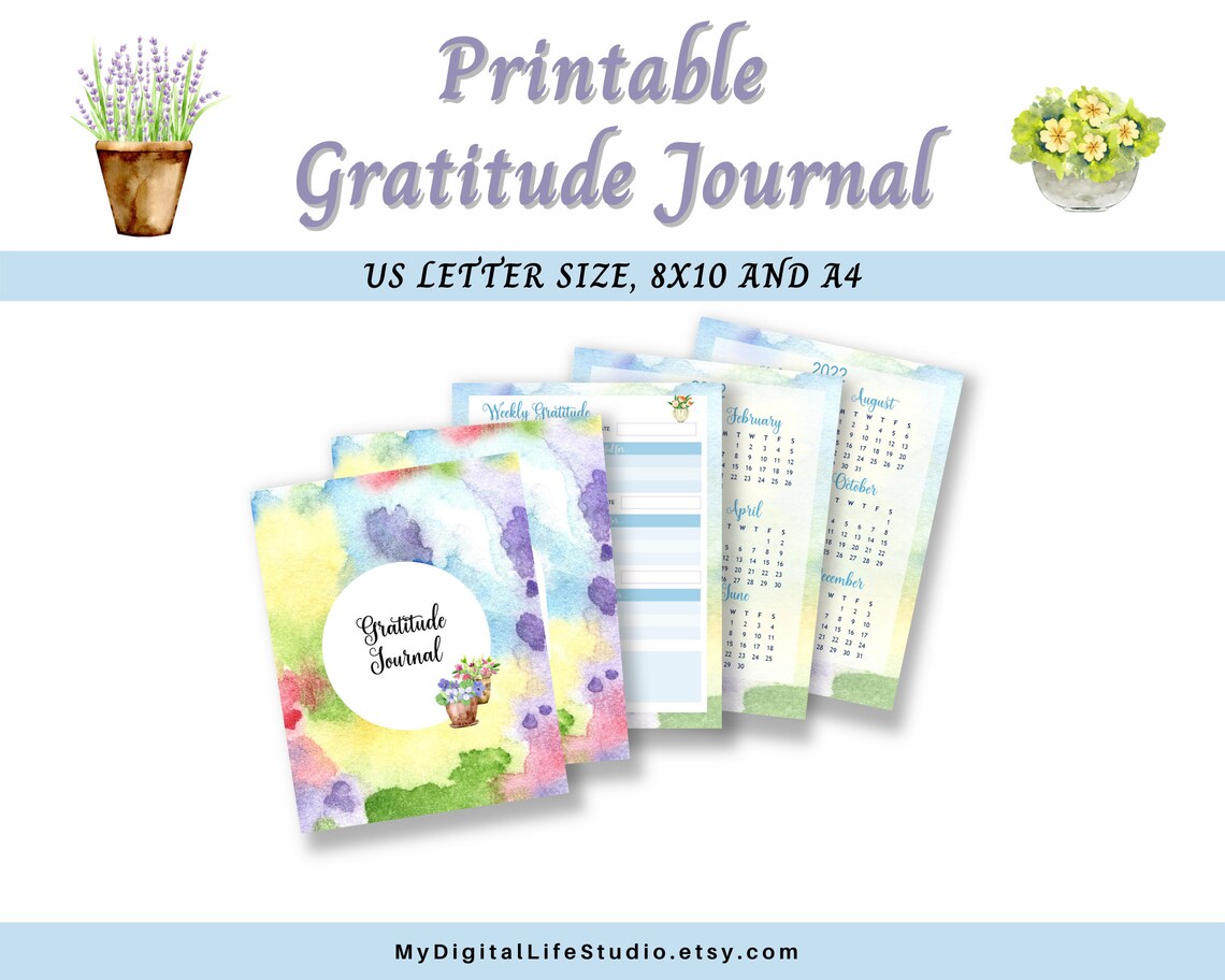 Printable Gratitude Journal | Weekly | Daily | Watercolor | Zen ...