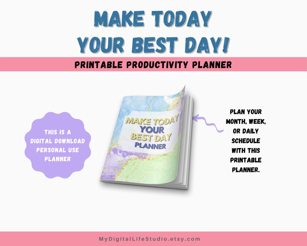 Make Today Your Best Day Planner | Weekly | Monthly | Goals | Daily ...
