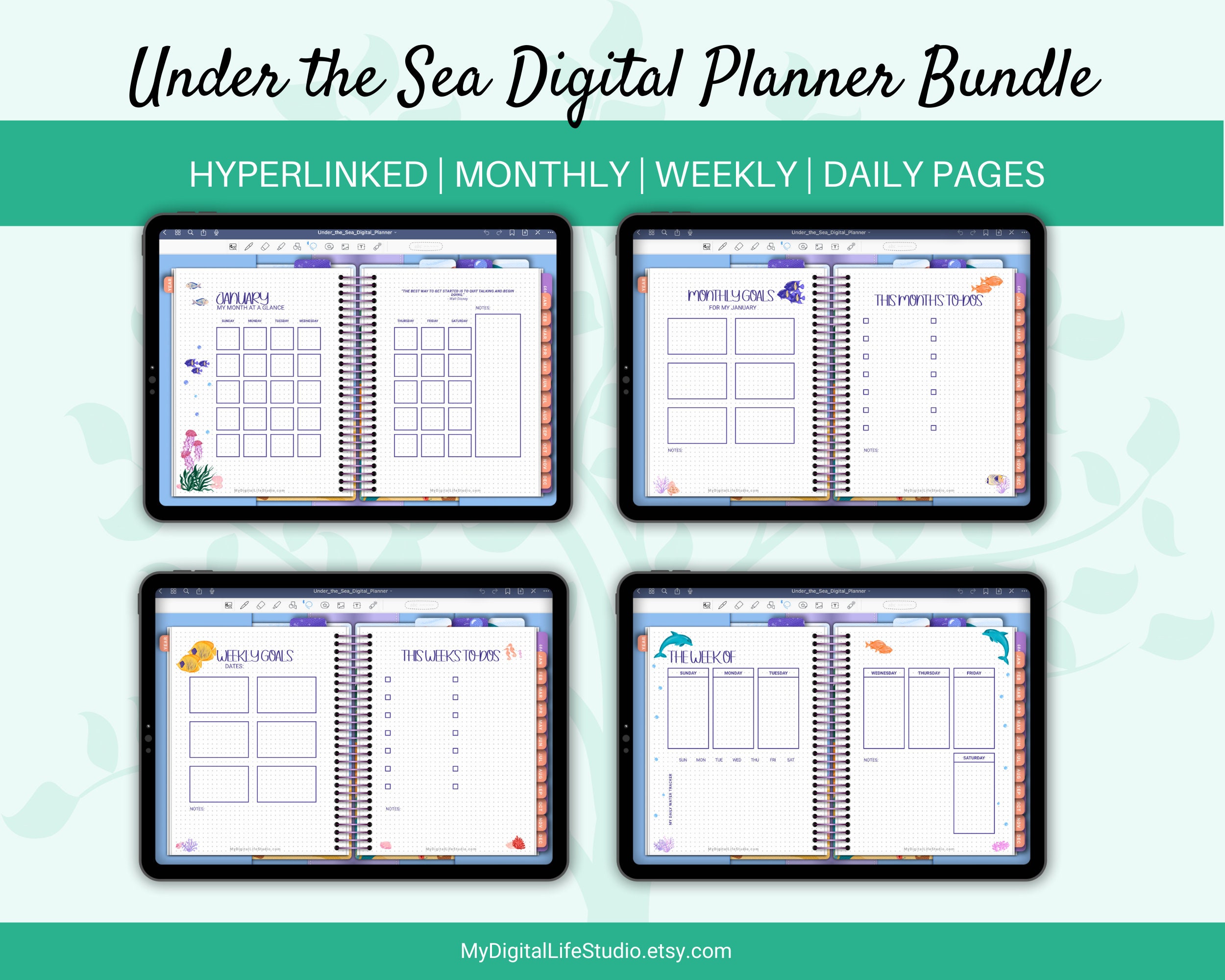 Digital Planner Bundle Undated Life Planner, Digital Notebook, Digital ...