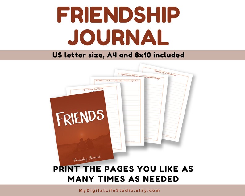 Printable Friendship Journal. Journal Prompts, Friendship Quotes, Blank ...