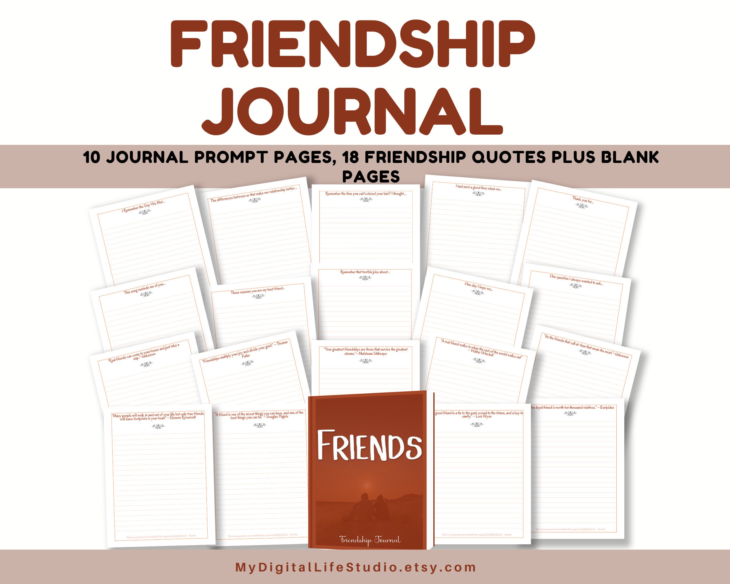 Printable Friendship Journal. Journal Prompts, Friendship Quotes, Blank ...