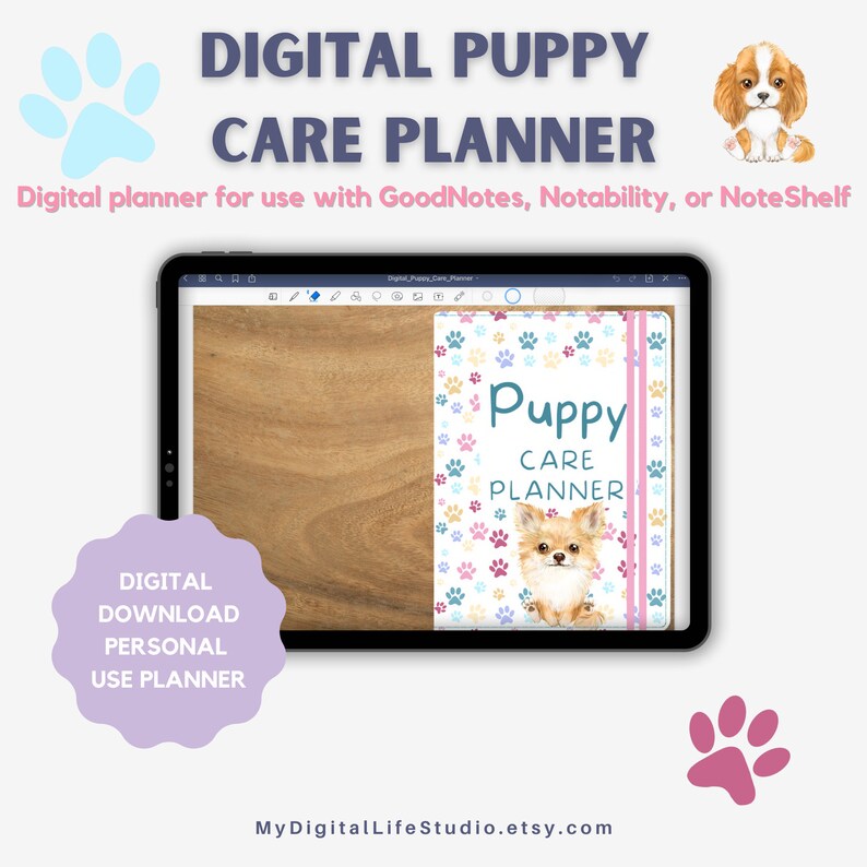 Digital Puppy Care Planner | Hyperlinked | Daily | Monthly Undated ...