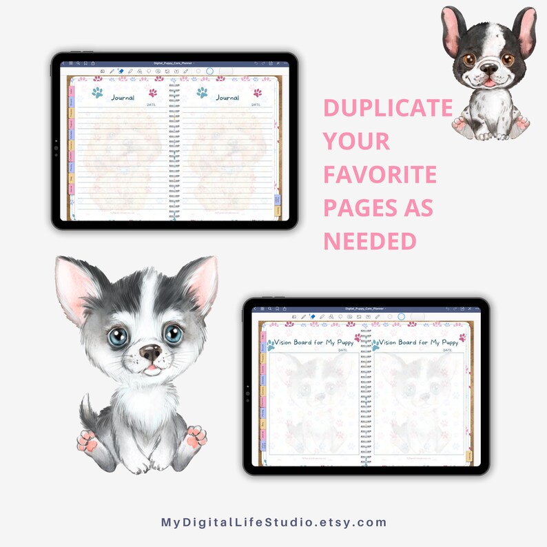 Digital Puppy Care Planner | Hyperlinked | Daily | Monthly Undated ...