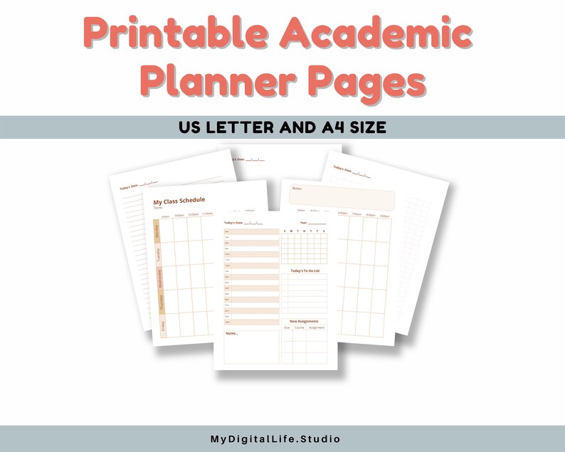 Beige | Minimalist | Printable | Undated | Academic | Planner | Pages ...