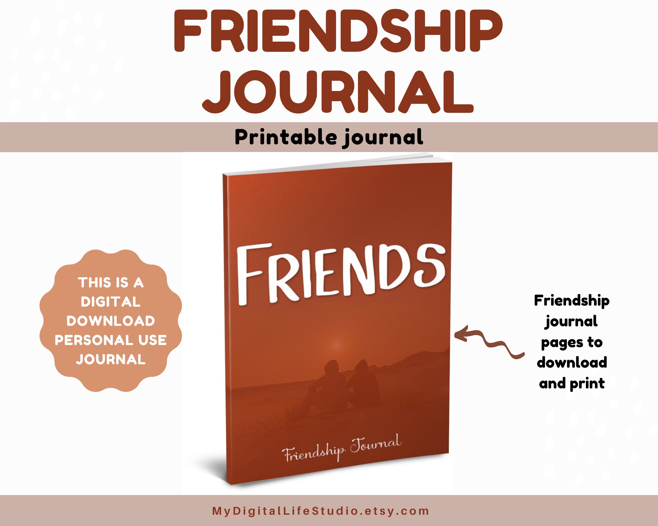 Printable Friendship Journal. Journal Prompts, Friendship Quotes, Blank ...