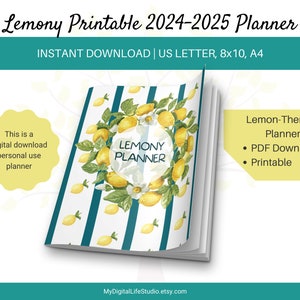 Printable Lemon Themed 2024 and 2025 Planner | Dated | Weekly | Monthly ...