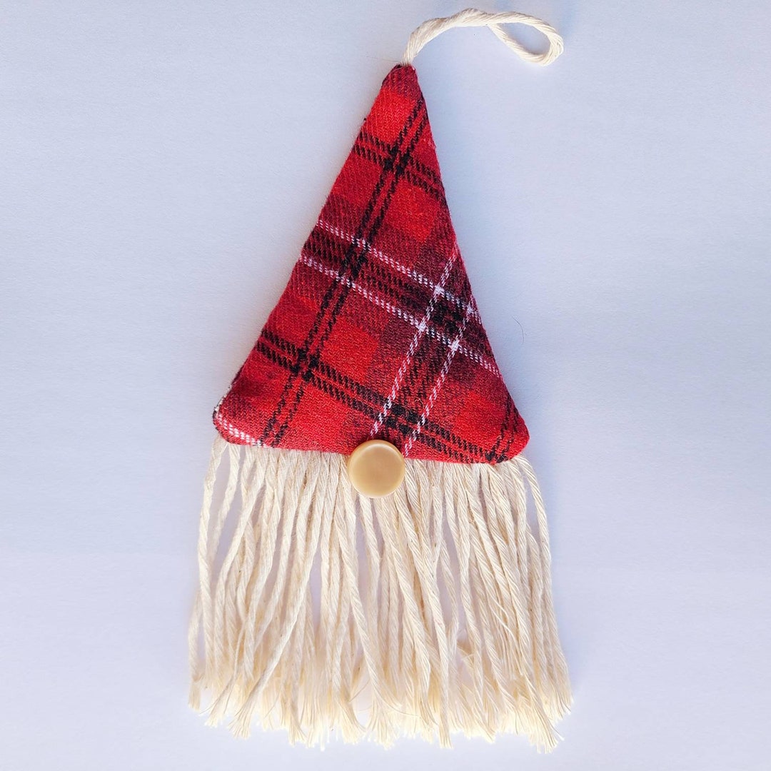 Upcycled Fleece and Cotton Twine Gnome Ornament - Etsy