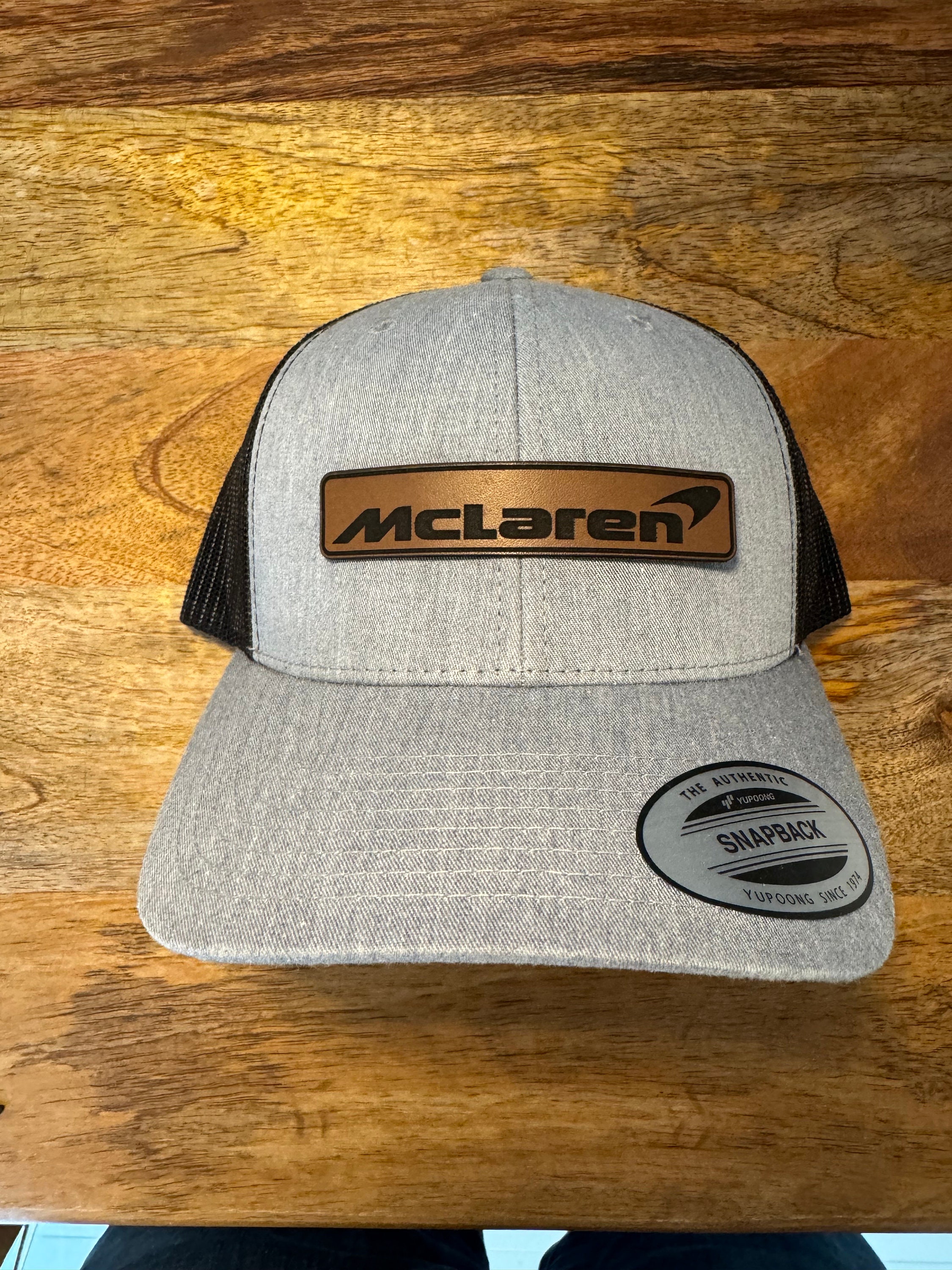 Mclaren Trucker Custom Car Hat Custom Made Leather Patch Trucker Hat ...