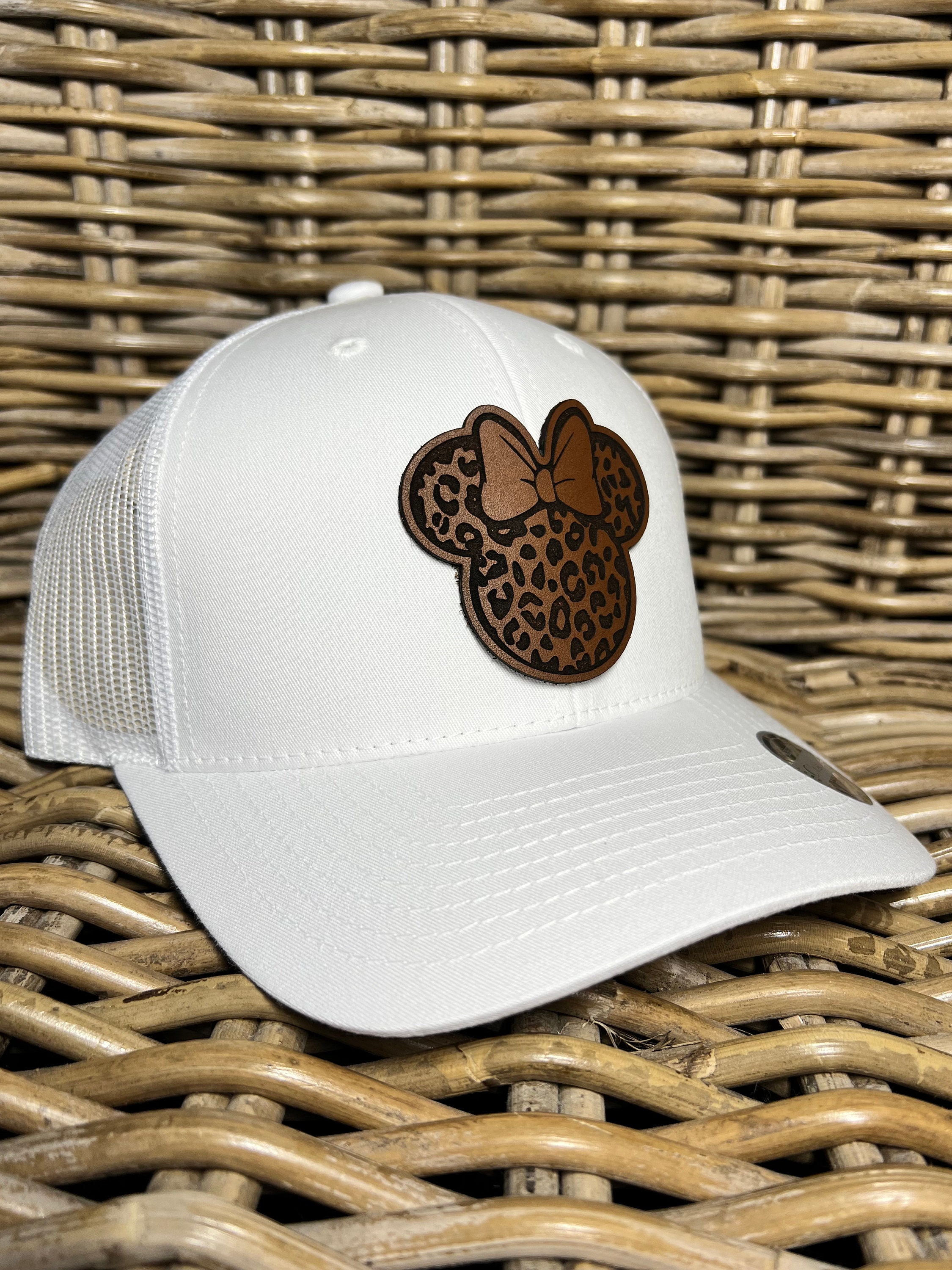 Custom Leather Patch Minnie Mouse Cheetah Print Hat - Etsy