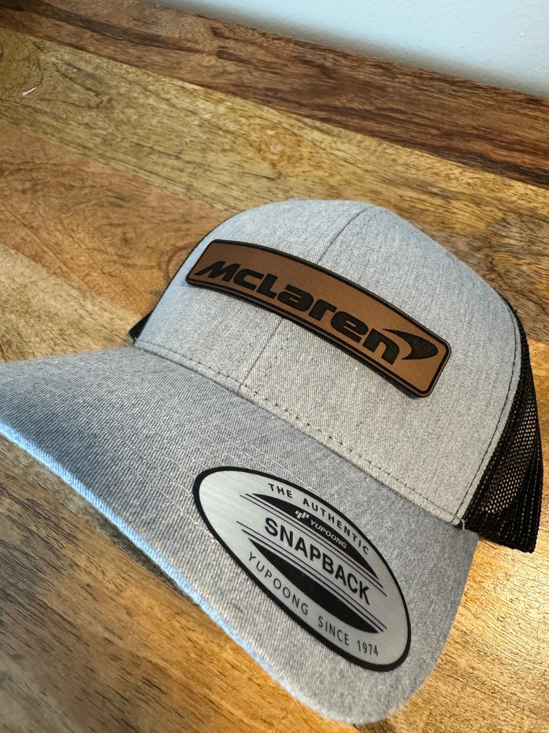 Mclaren Trucker Custom Car Hat Custom Made Leather Patch Trucker Hat ...