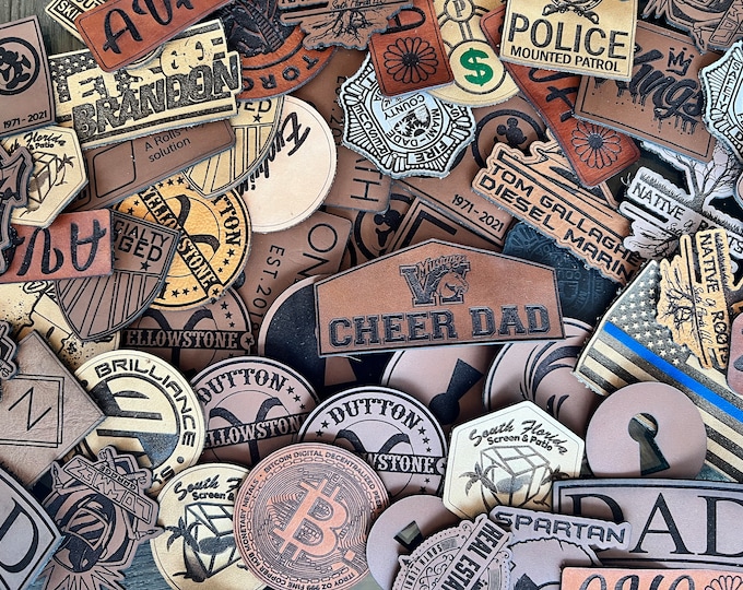 Personalized Leather Patch | Custom W/ Logo, Text Initials |rectangle ...