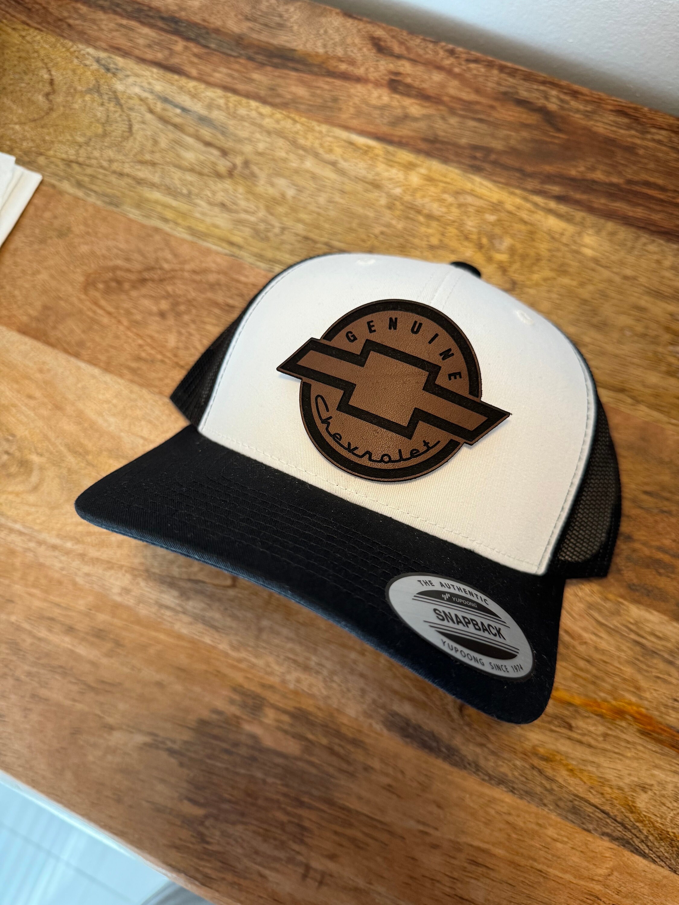 Chevrolet Chevytrucker Custom Car Hat Custom Made Leather Patch Trucker ...