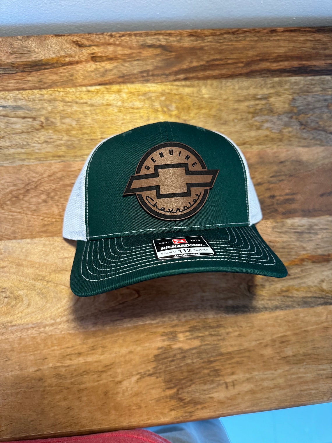 Chevrolet Chevytrucker Custom Car Hat Custom Made Leather Patch Trucker ...