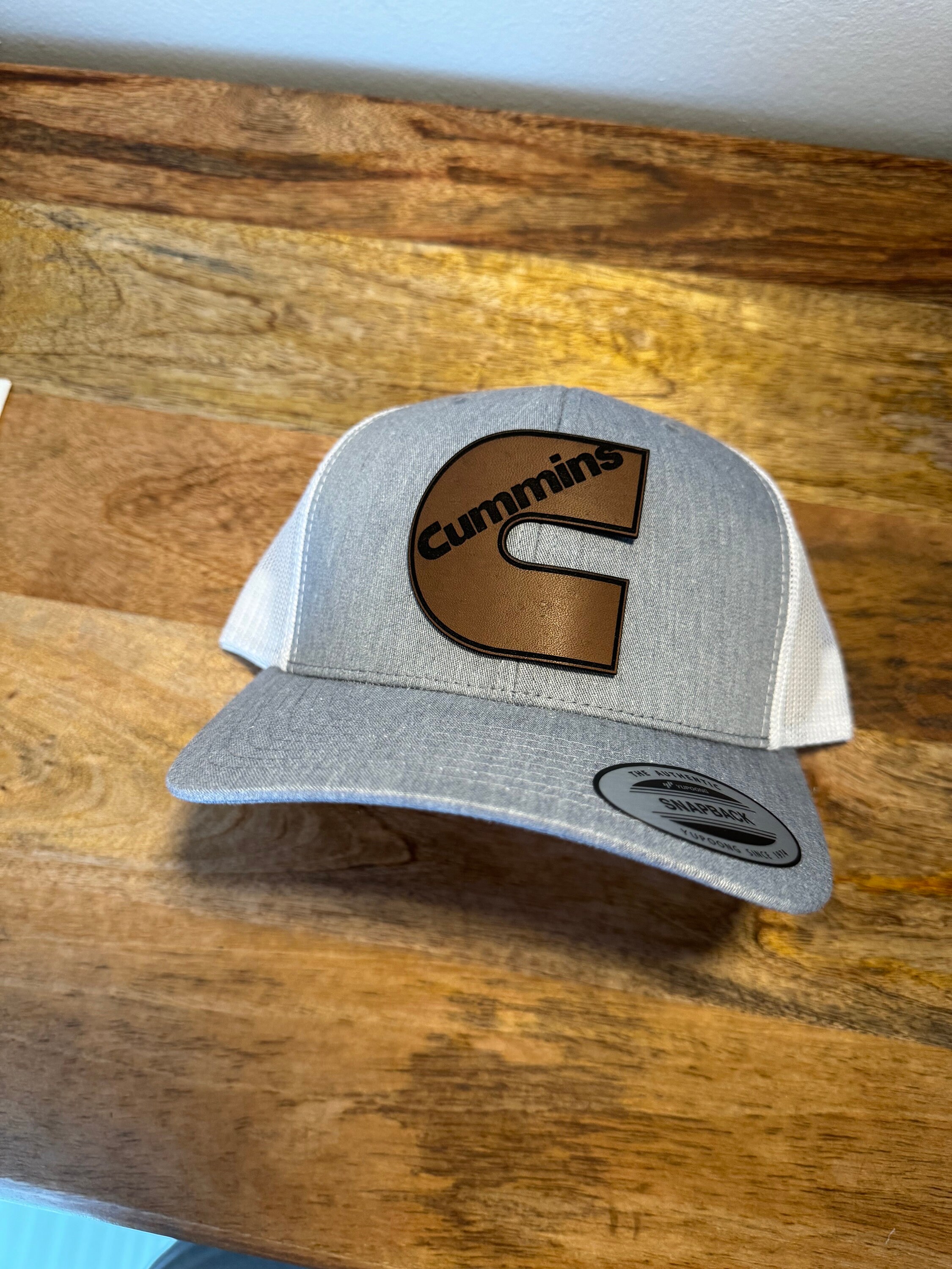 Cummins Trucker Custom Car Hat Custom Made Leather Patch Trucker Hat. Personalized, Text ...