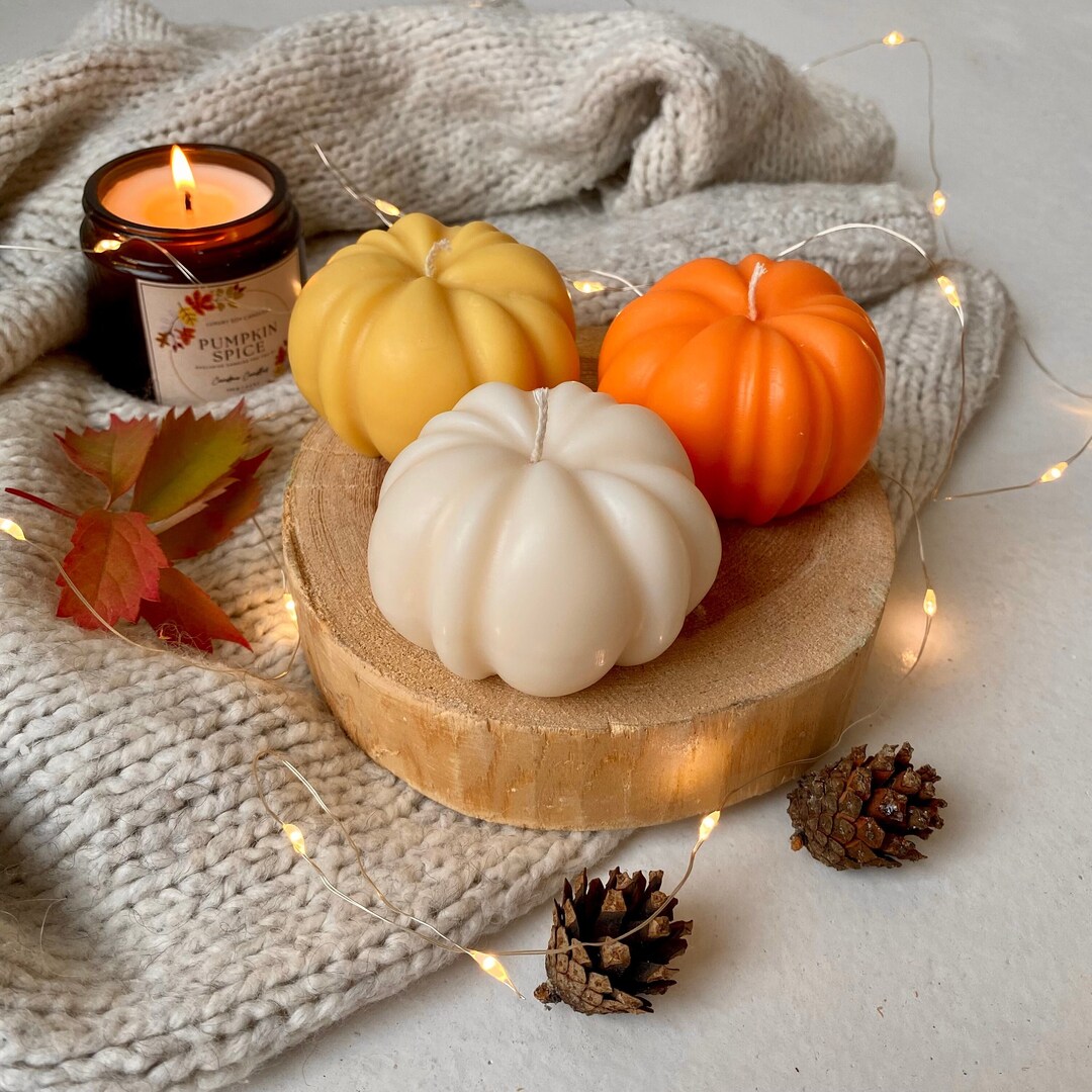 Pumpkin Candle Set, Autumn Candle, Pumpkin Spice Candle, Halloween ...