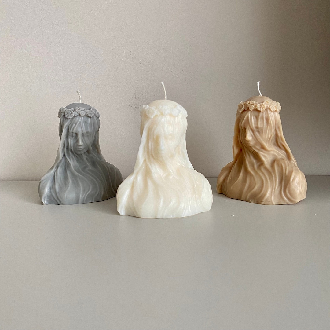 Veiled Woman Candle, Bust Sculpture Candle, Virgin Lady Candle - Etsy
