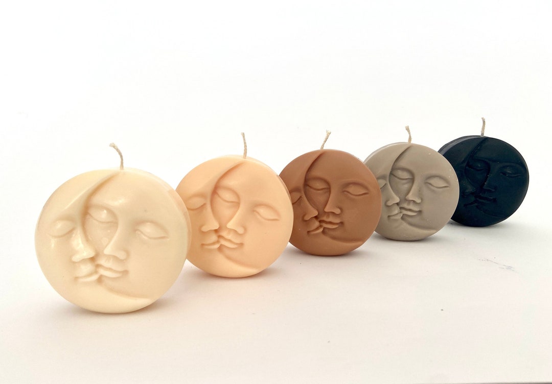 Sun and Moon Candle, Moon Face Candles, La Luna Candle, Moon Face ...