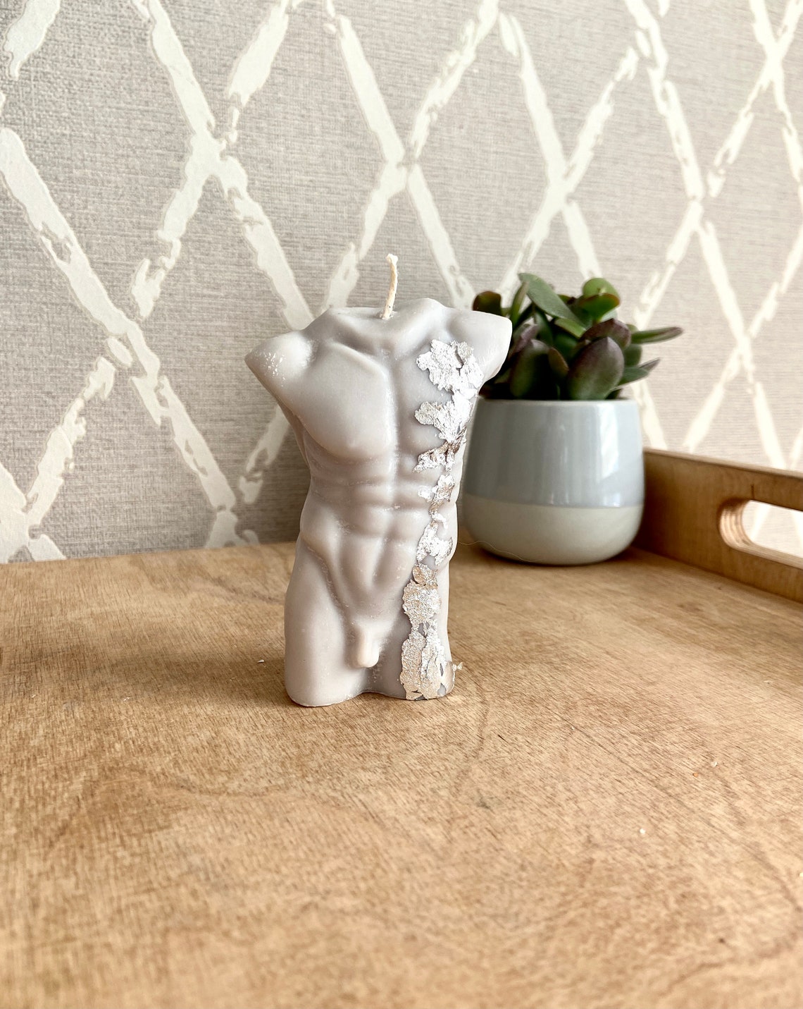 Male Body Candle With Gold Flakes Man Torso Candlenaked Men | Etsy
