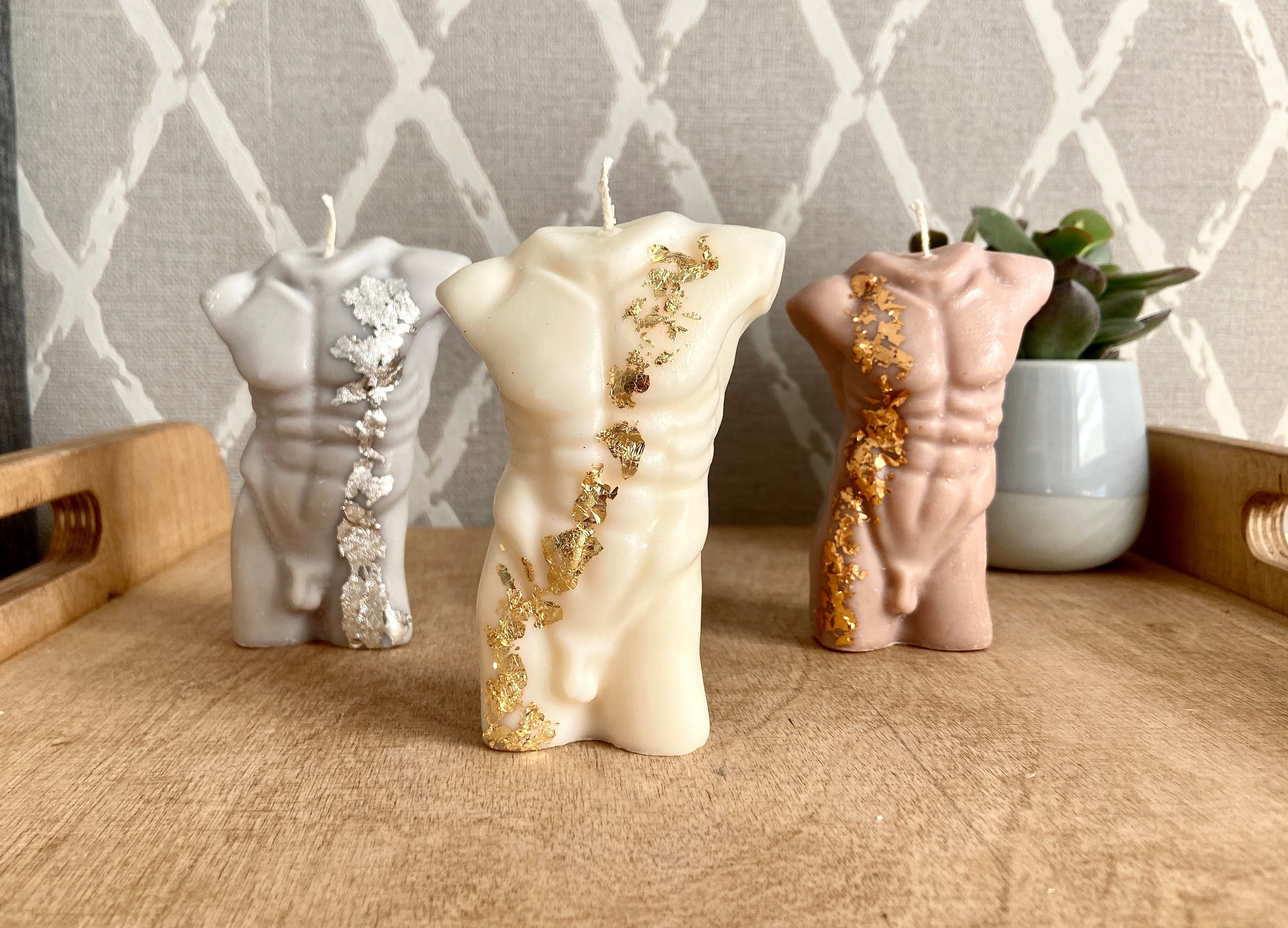 Male Body Candle With Gold Flakes Man Torso Candlenaked Men - Etsy