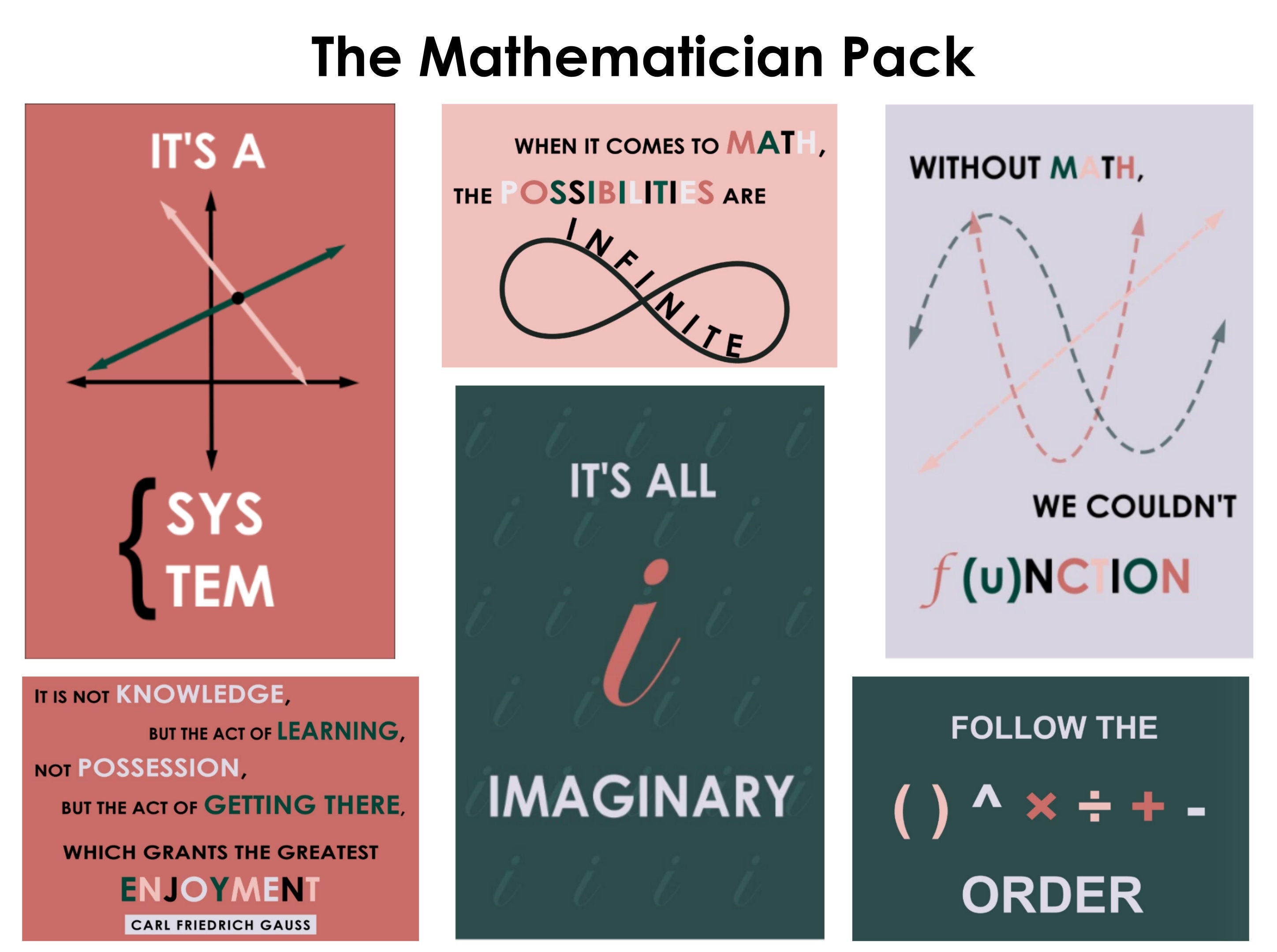 The Mathematician Poster Pack Palette 1 | Etsy