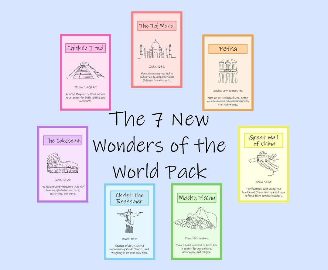 The 7 New Wonders of the World Pack - Etsy