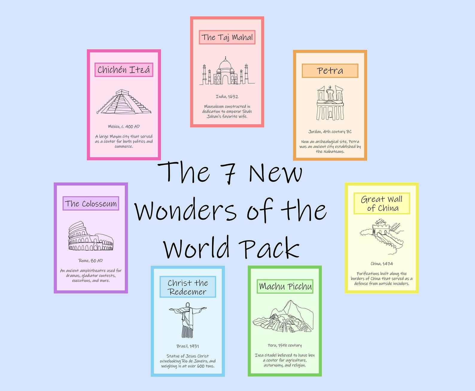The 7 New Wonders of the World Pack - Etsy