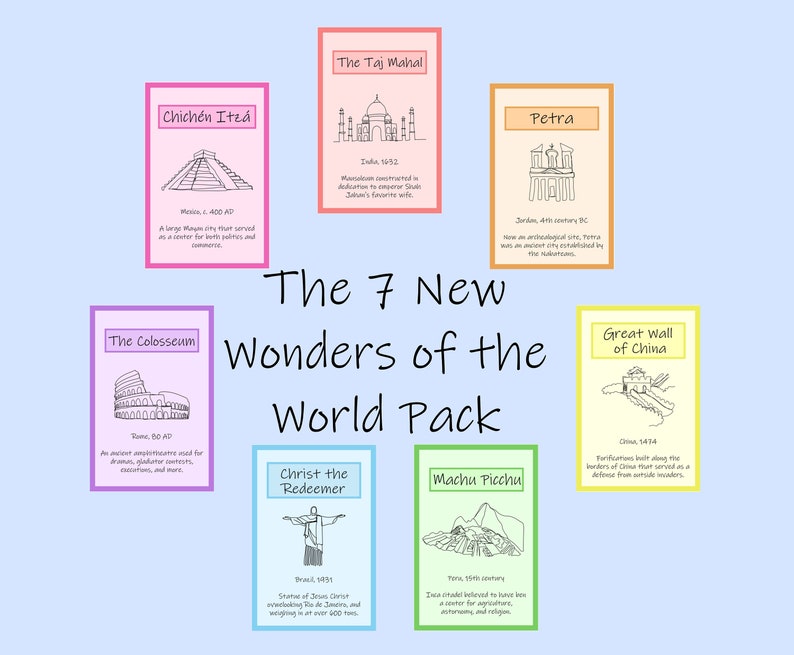 The 7 New Wonders of the World Pack - Etsy