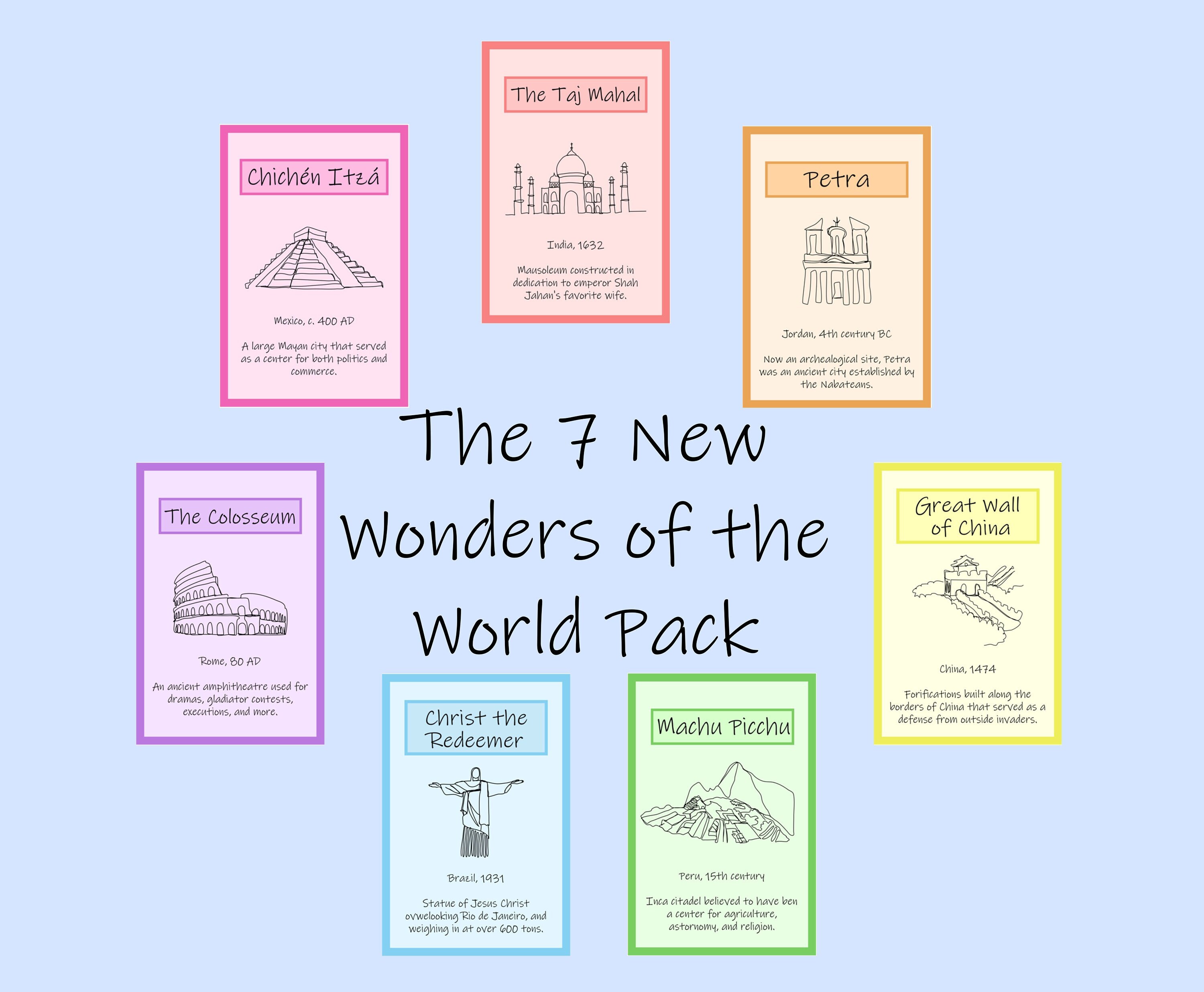 The 7 New Wonders of the World Pack - Etsy
