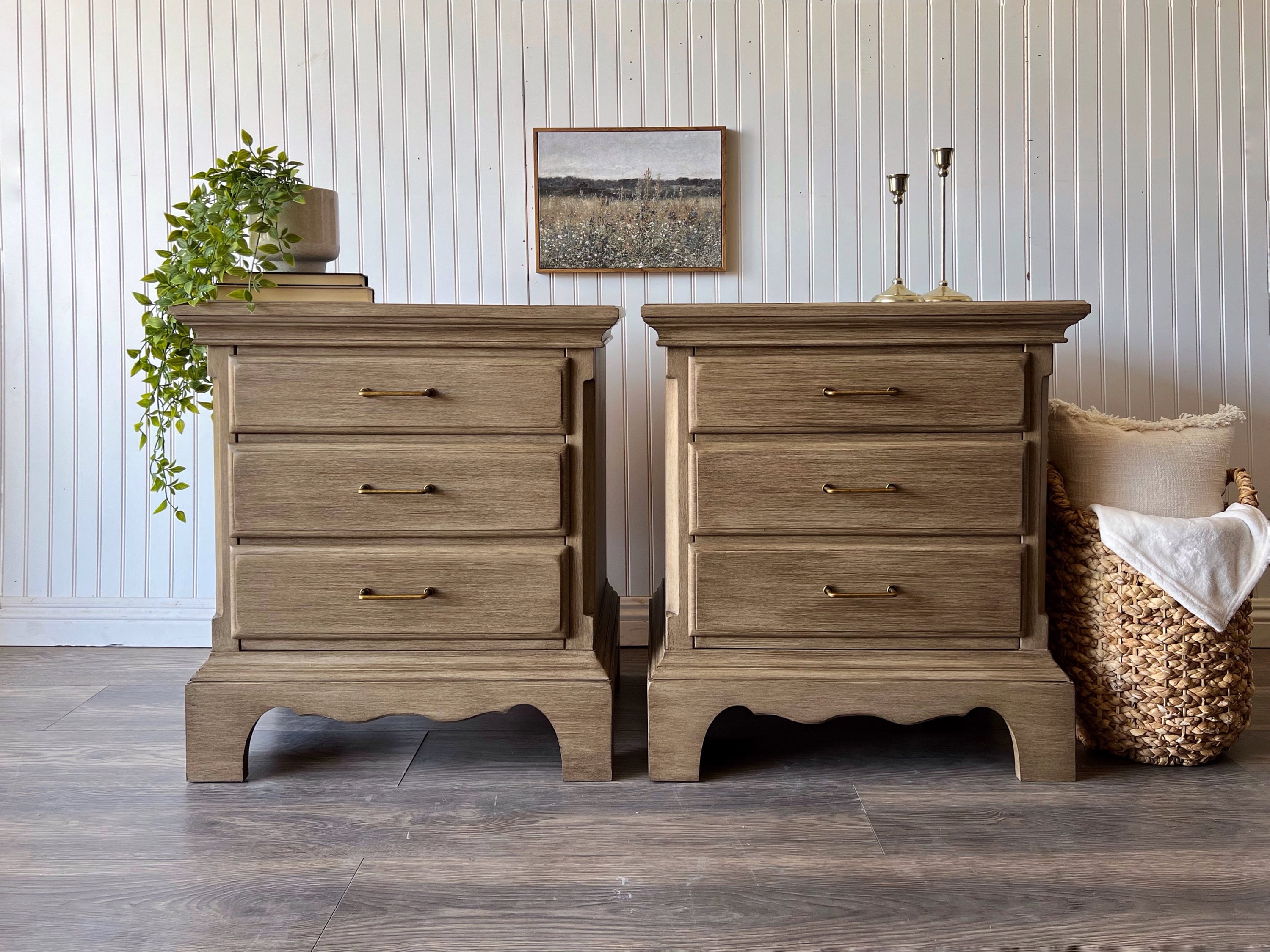 SOLD • Painted Faux Wood Bedroom Set: Dresser & Nightstands - Etsy