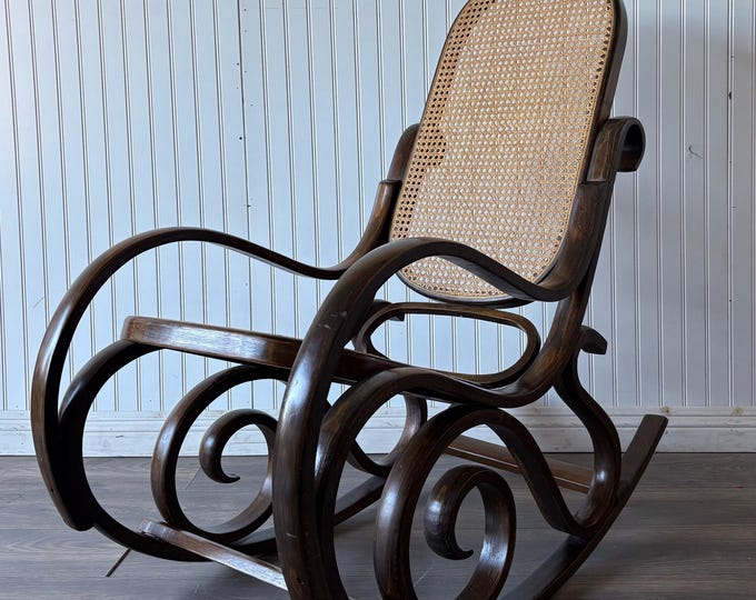 Mid Century Modern MCM Vintage Dark Walnut Bentwood Rocking Chair With ...