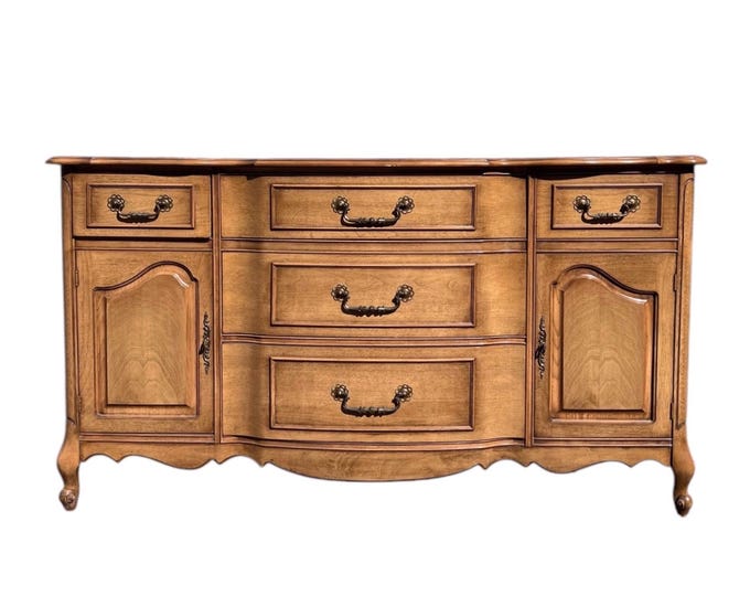 French Provincial Solid Wood Buffet Farmhouse Country Cottage Shabby ...