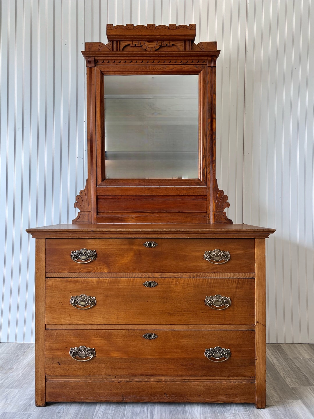 SOLD • Vintage Victorian Eastlake Dresser, Chest of Drawers With Mirror ...