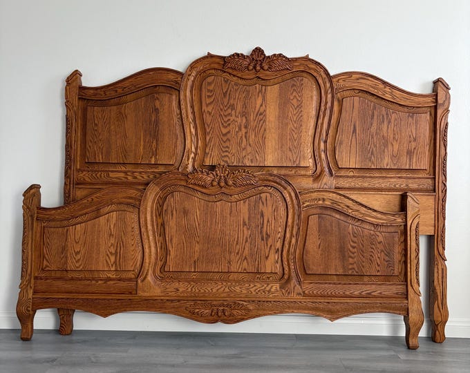 Solid Wood Oak California King Size Bed Frame Headboard Footboard ...