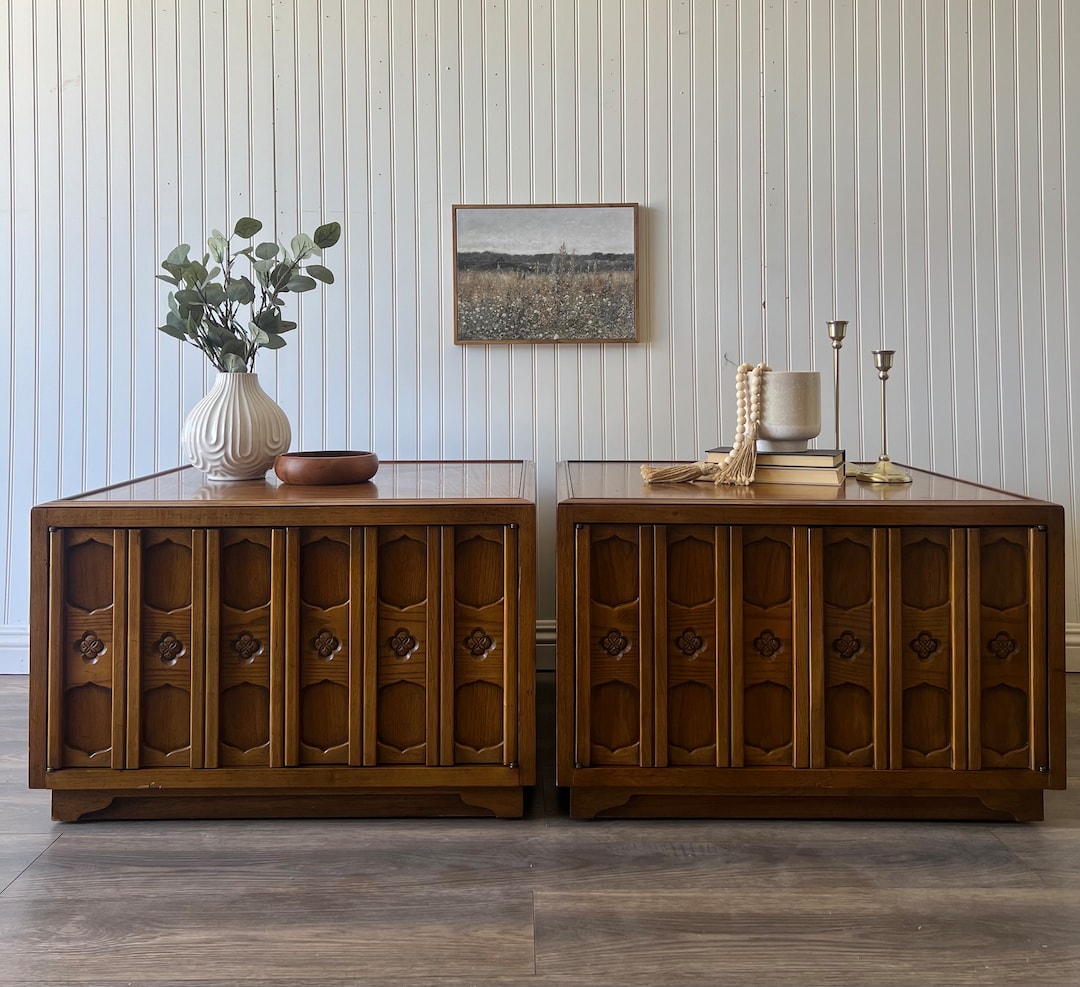 MCM Drexel Esperanto Collection Pair of Square End Side Tables ...