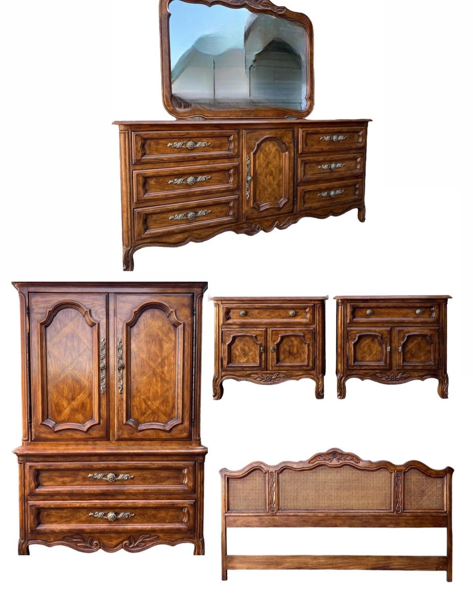 Vintage French Provincial Country Farmhouse Bedroom Furniture Dresser ...