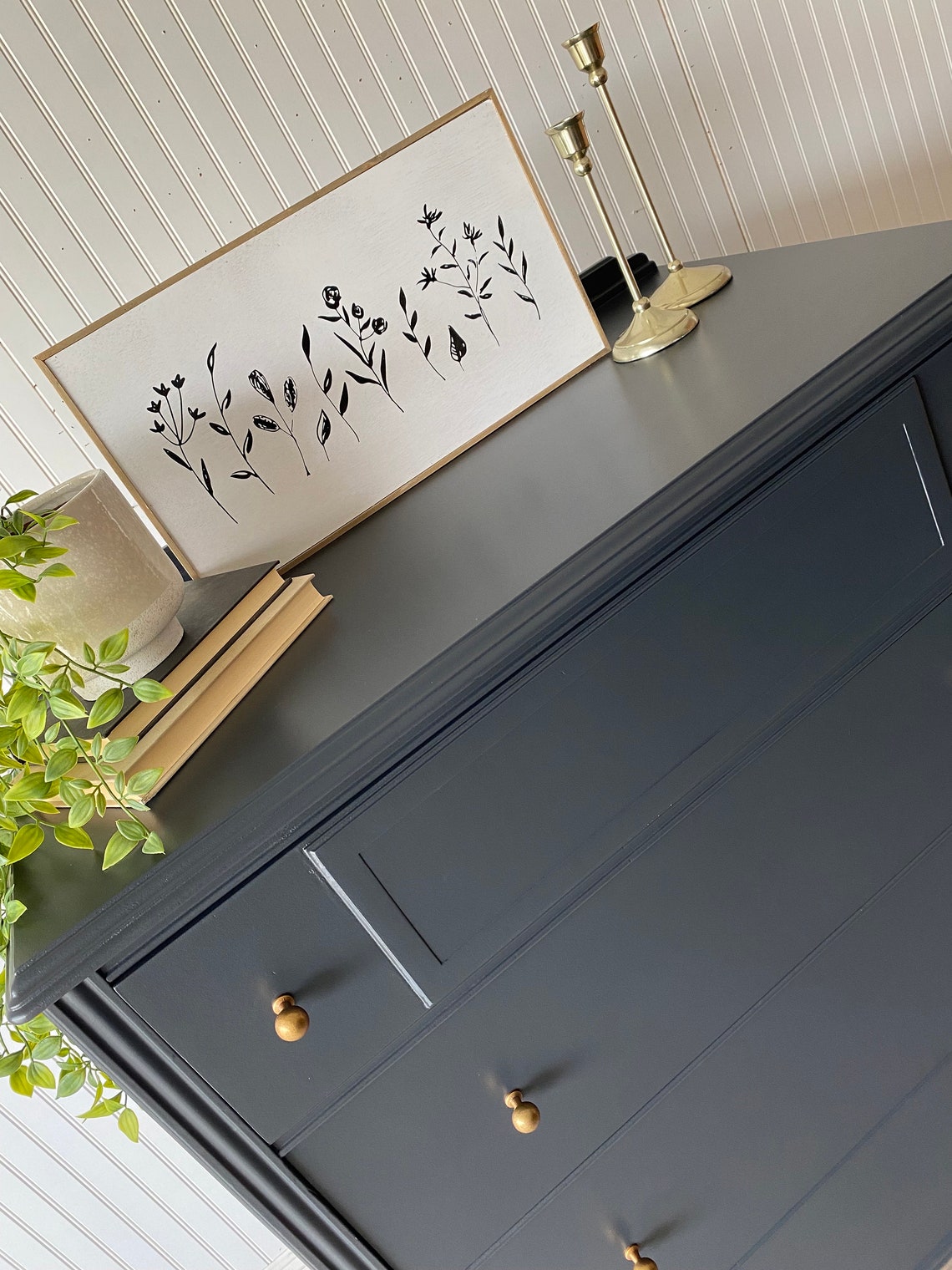 SOLD Vintage Dark Blue/ Gray Chest of Drawers Dresser Nursery Room Kids ...