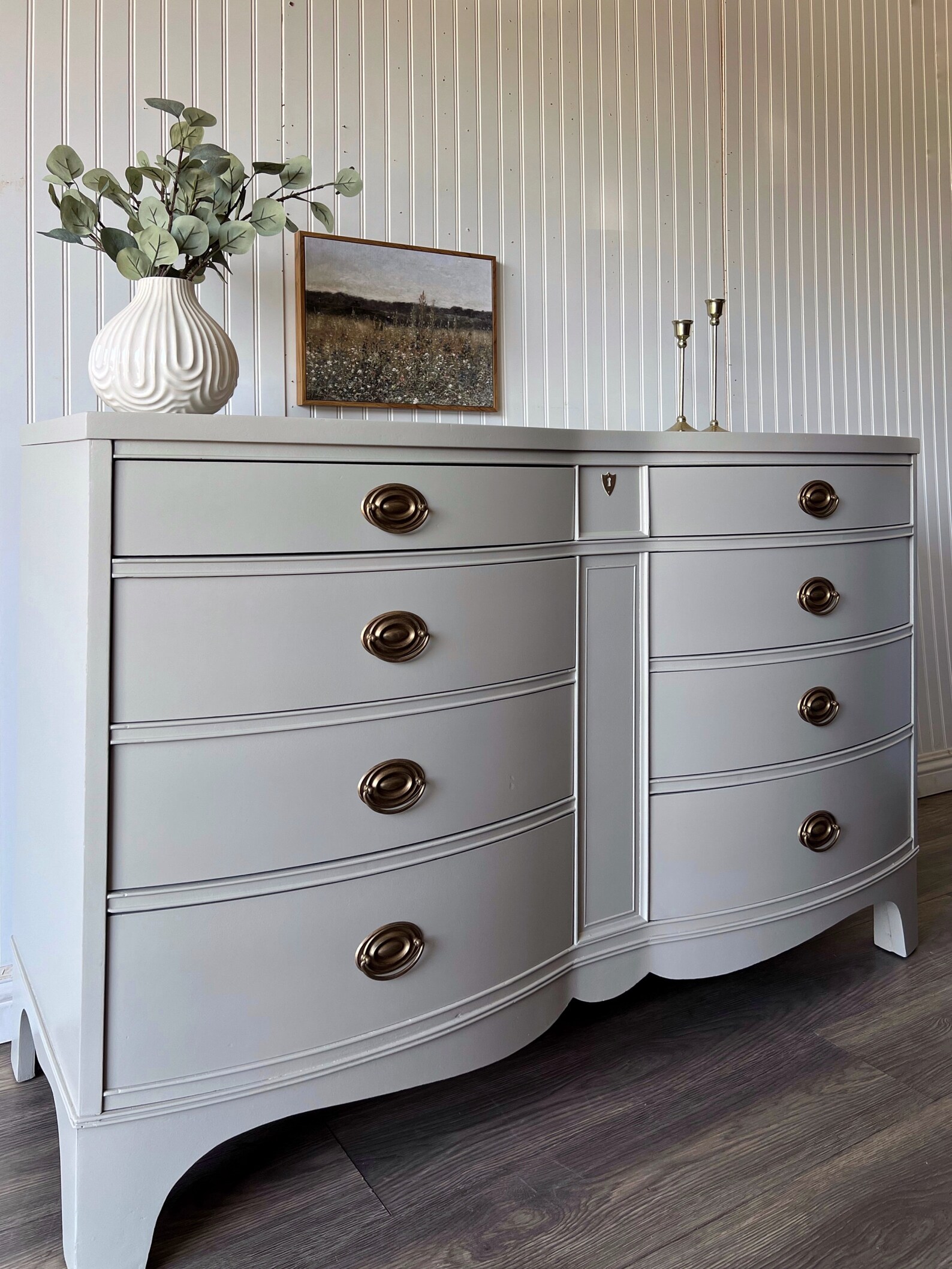 SOLD • Neutral Hepplewhite Dresser Buffet Tv Stand Entryway Table ...