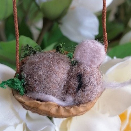 Felted Sleeping Mouse in a Walnut Shell. Needlefelted. - Etsy UK