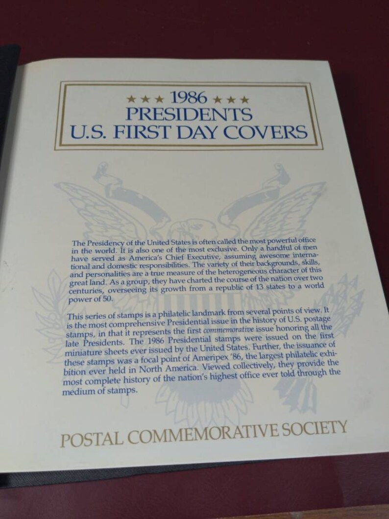 1986 Presidents U.S. First Day Covers by the Postal Commemorative ...