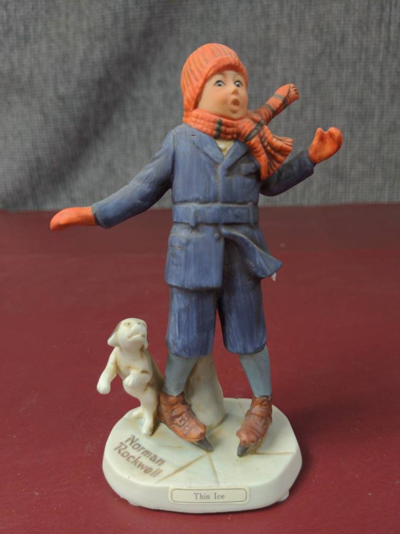 Norman Rockwell Figurine thin Ice CG-6 by Dave Grossman Designs, in Box ...