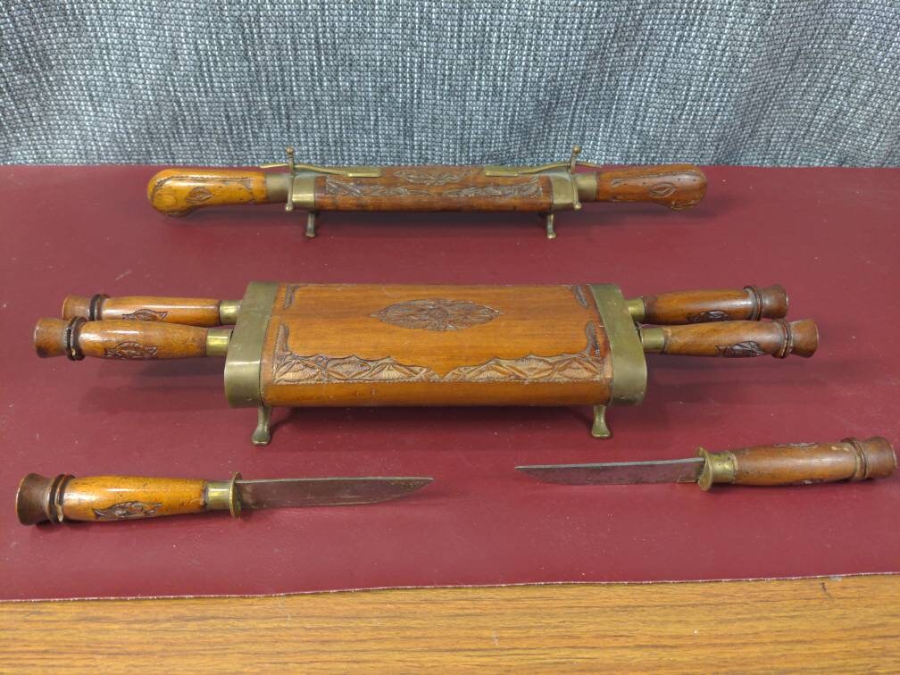 Indian Carving Set With Wood Sheaths - Etsy