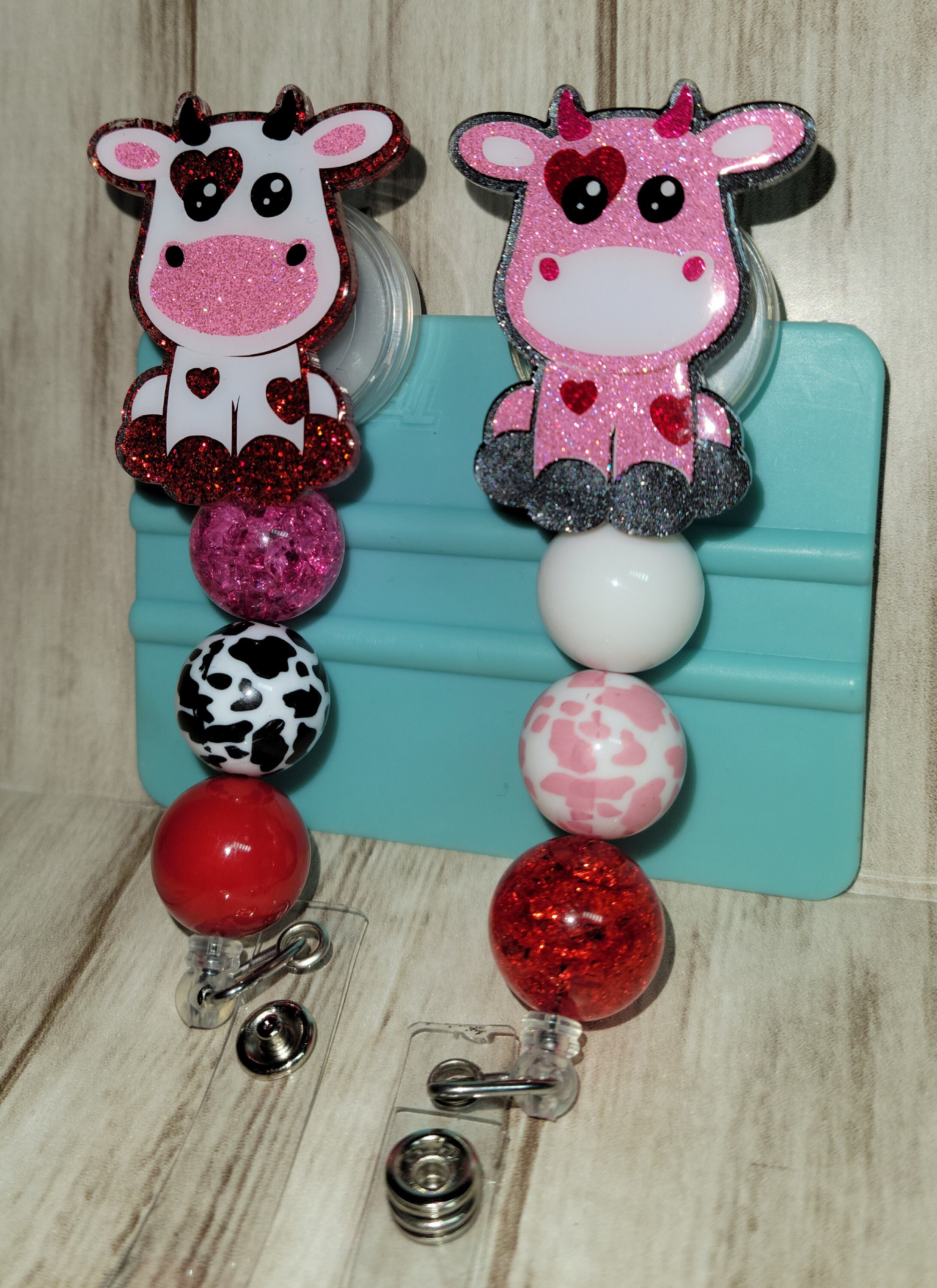Valentine's Cow Badge Reel/ Lanyard/ Cow Badge Reel/ Sitting Cow Badge ...