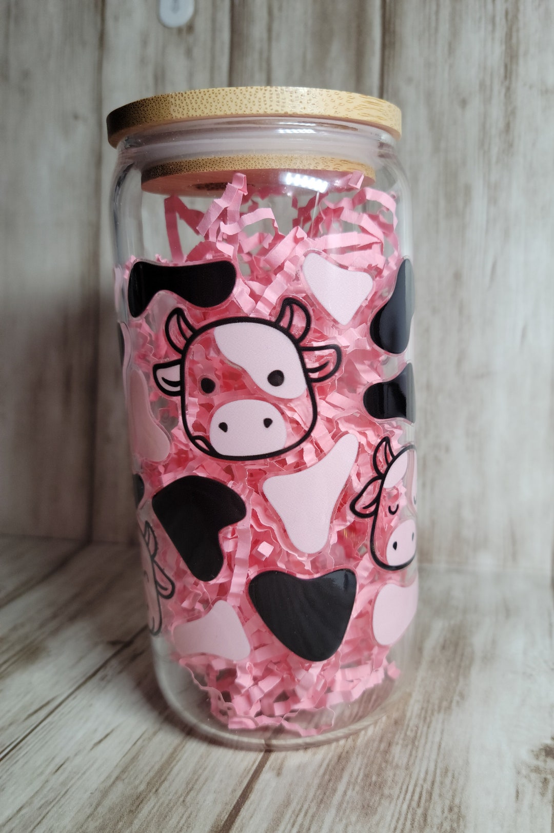 Cow Cup/ Cow 16oz Cup/ Cow Print Glass Can - Etsy