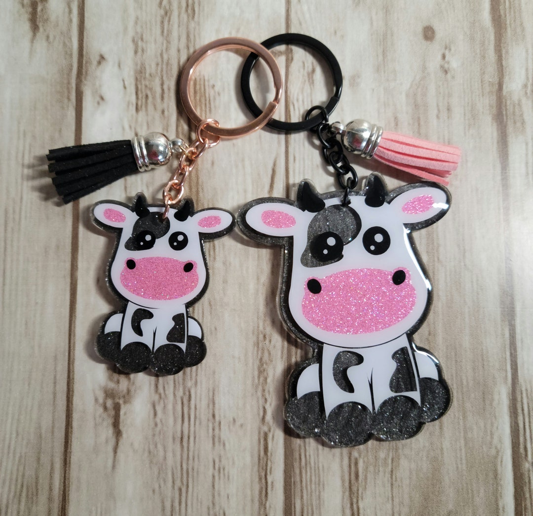 Sitting Cow Keychain/ Cow Keychain - Etsy