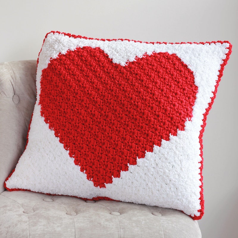 Crochet Heart Pillow - Etsy