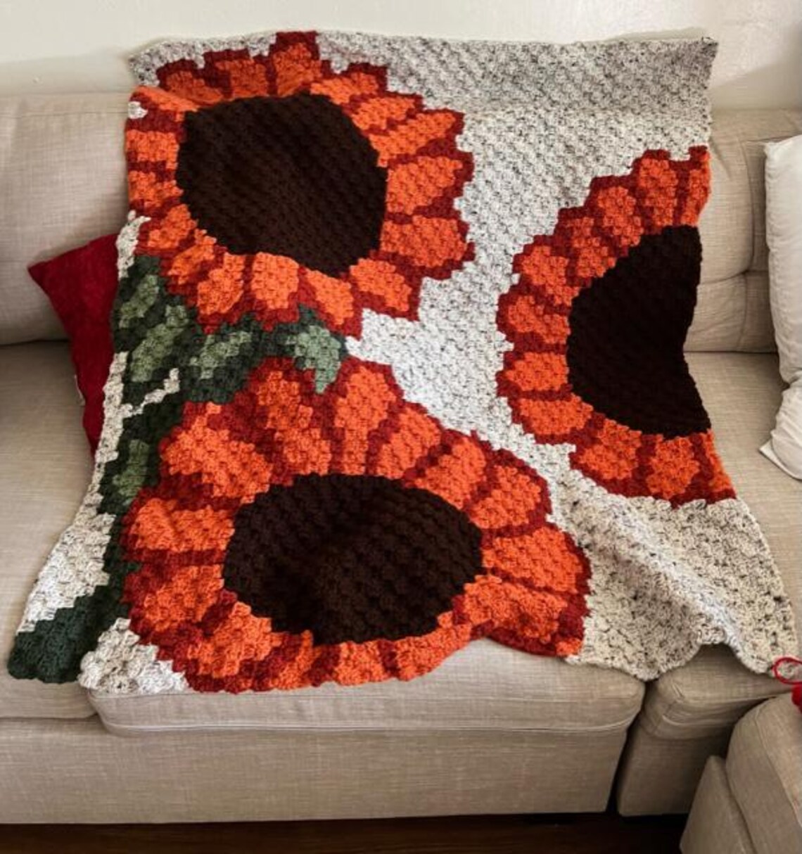 Crochet Sunflower C2C Blanket Graphgan Pattern, Crochet Sunflower C2c ...