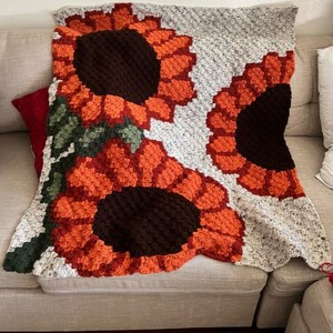 Crochet Sunflower C2C Blanket Graphgan Pattern, Crochet Sunflower C2c ...